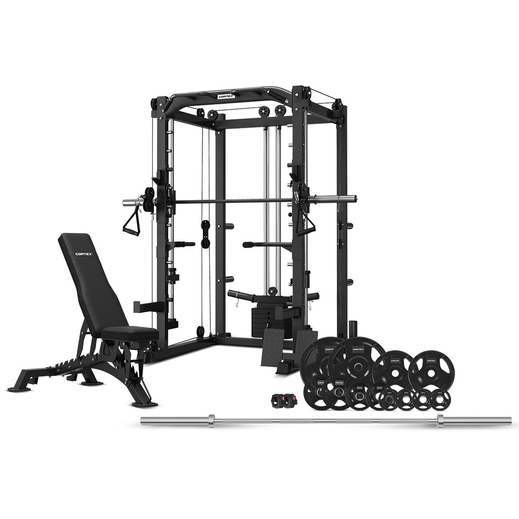CORTEX SM-20 6-in-1 Power Rack with Smith & Cable Machine + BN-9 Bench ...