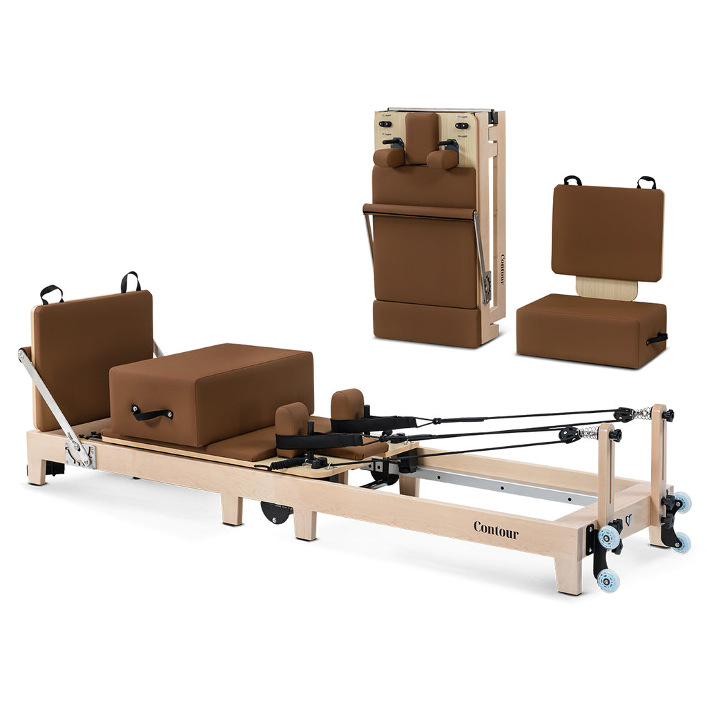 Lifespan Fitness Contour Folding Wooden Pilates Reformer Espresso