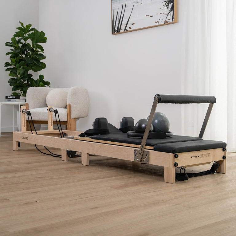 Lifespan Fitness Contour Folding Wooden Pilates Reformer Machine Set