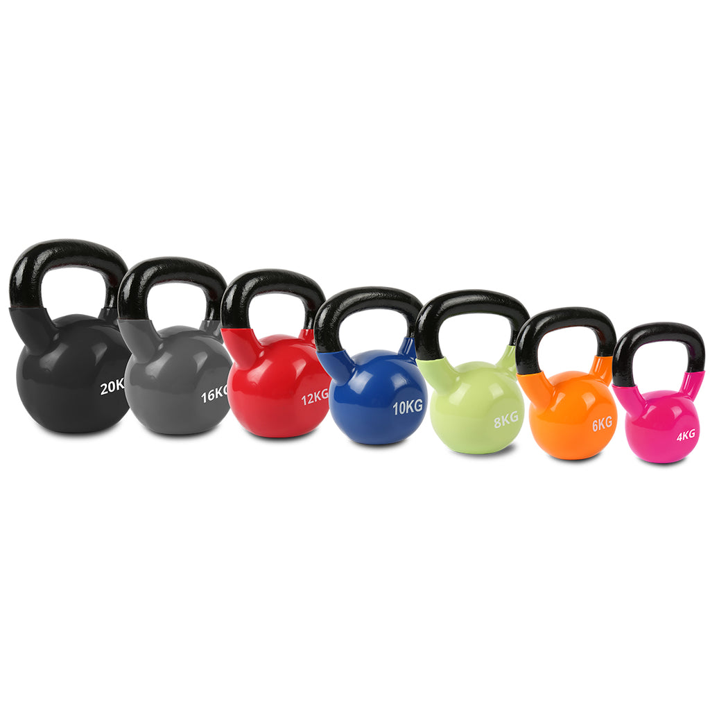 CORTEX Kettlebell Vinyl Dipped Cast Iron Set 4kg to 20kg – Lifespan Fitness